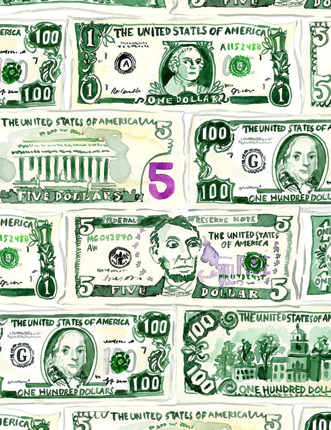 Money in Green From Game Night in Multi by August Wren - Etsy