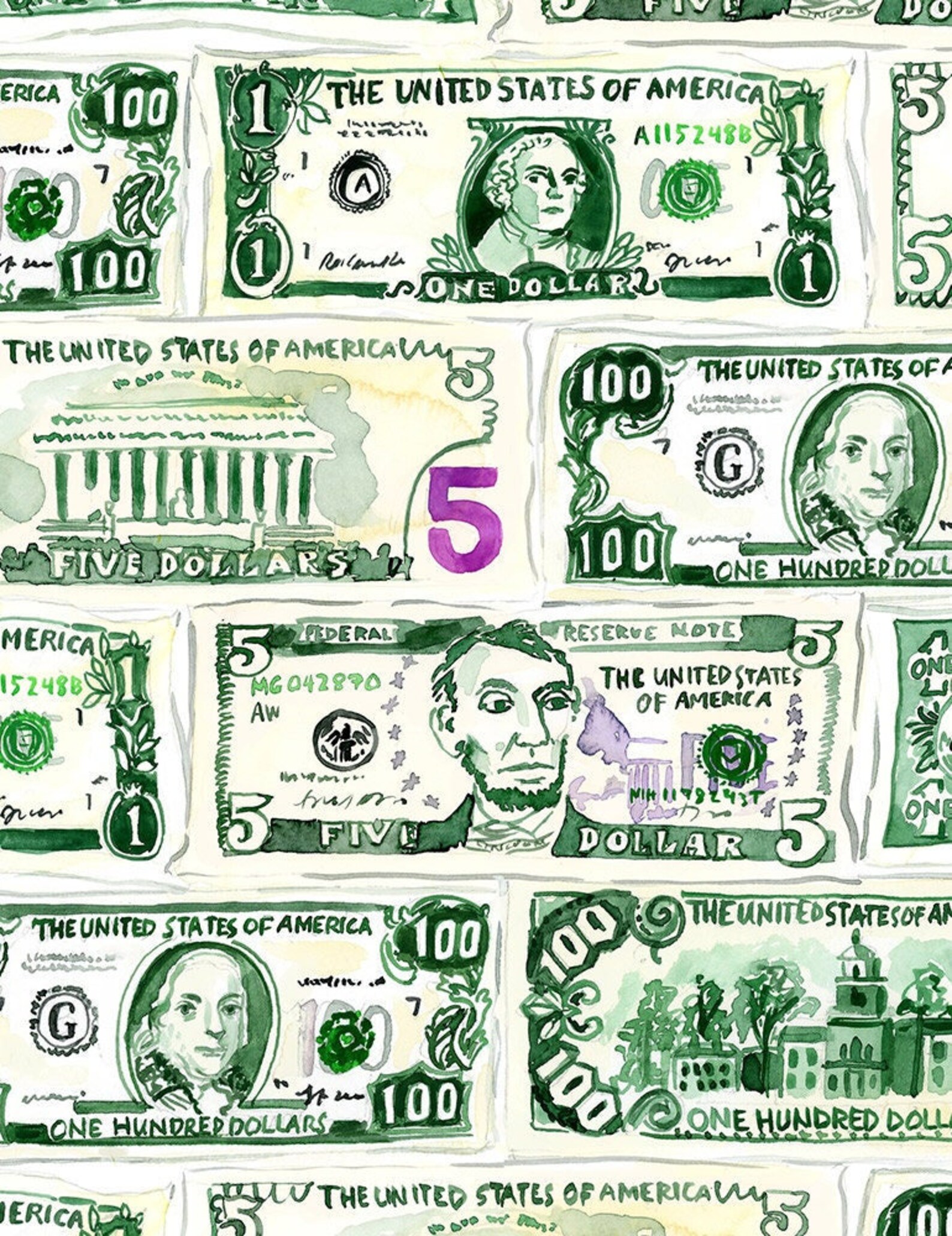 Money in Green From Game Night in Multi by August Wren - Etsy