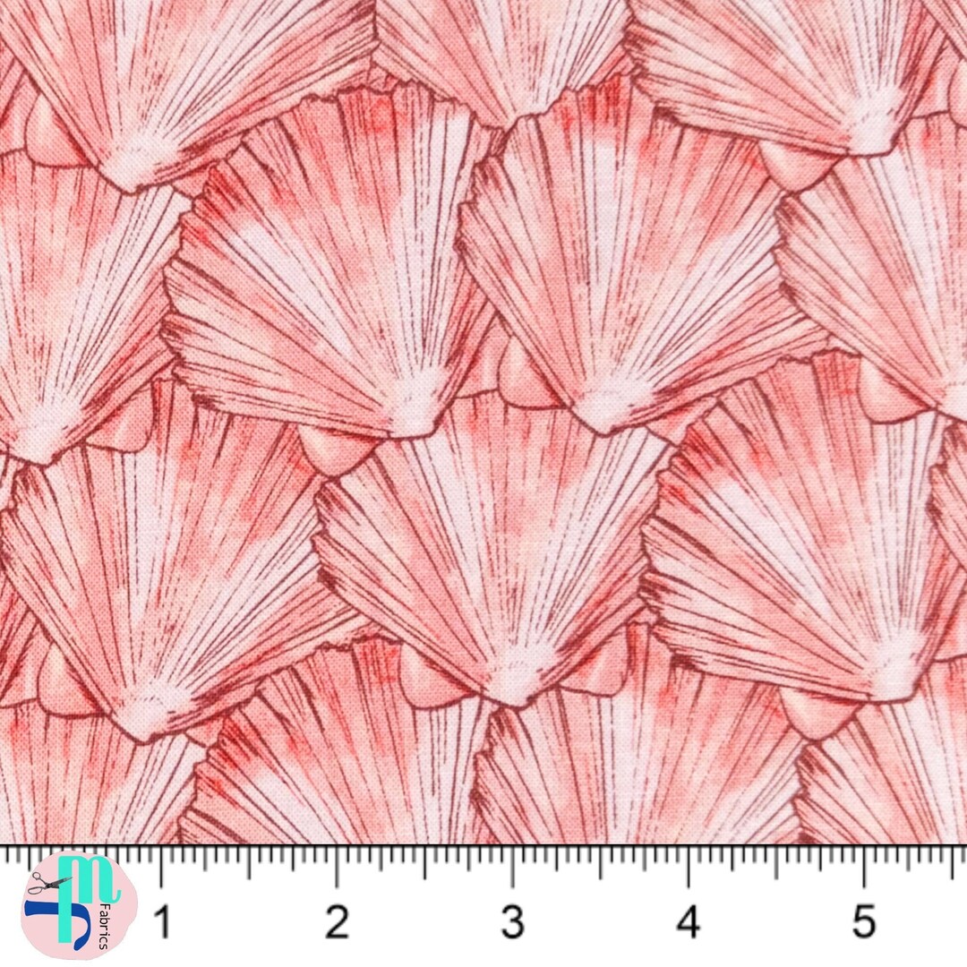 Shells in Coral From Sea & Shore by Hackney and Co. for Windham Fabric ...
