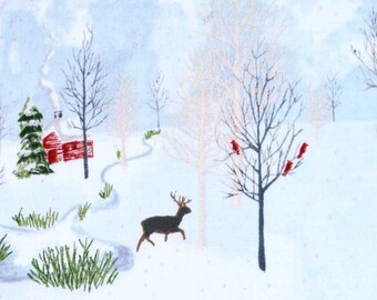 Winter Scene Fabric - Etsy
