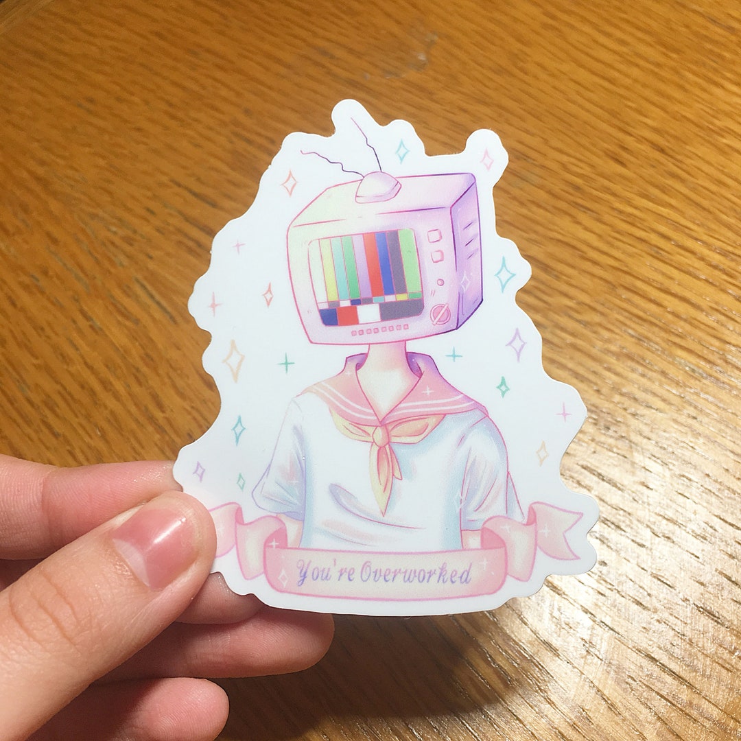 3 Inch Pastel Pink TV Head Vinyl Sticker - Etsy