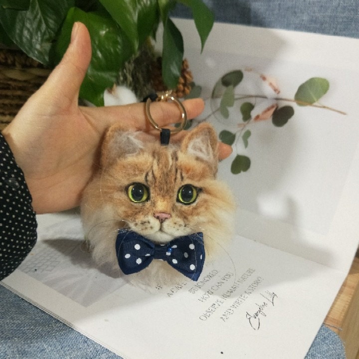 Custom Cat Needle Felted Keychain/bag charm Pet Memorial Pet | Etsy