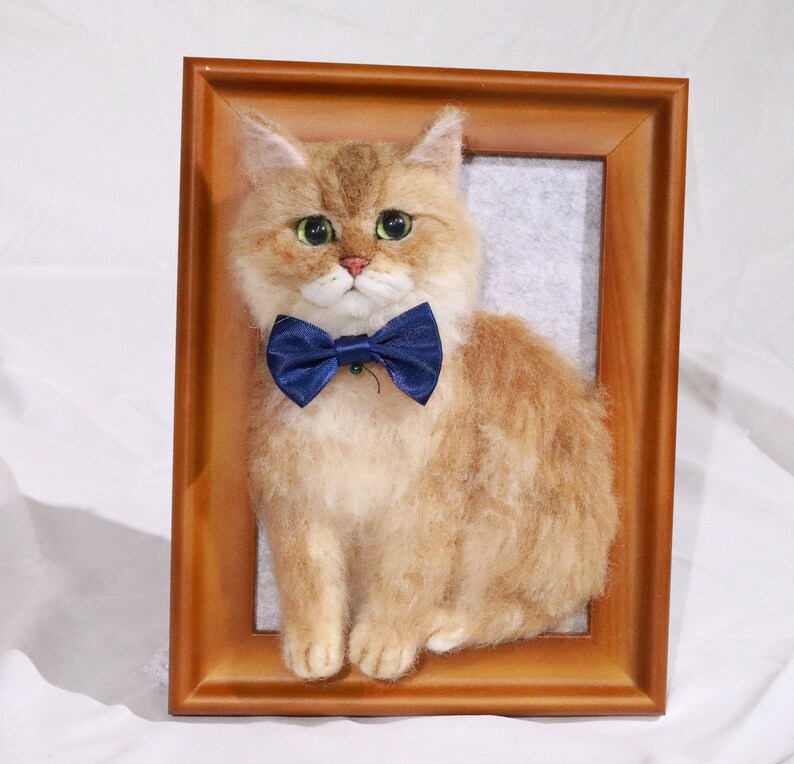 Custom Cat Portrait Sculpture in Frame Needle Felted Cat - Etsy