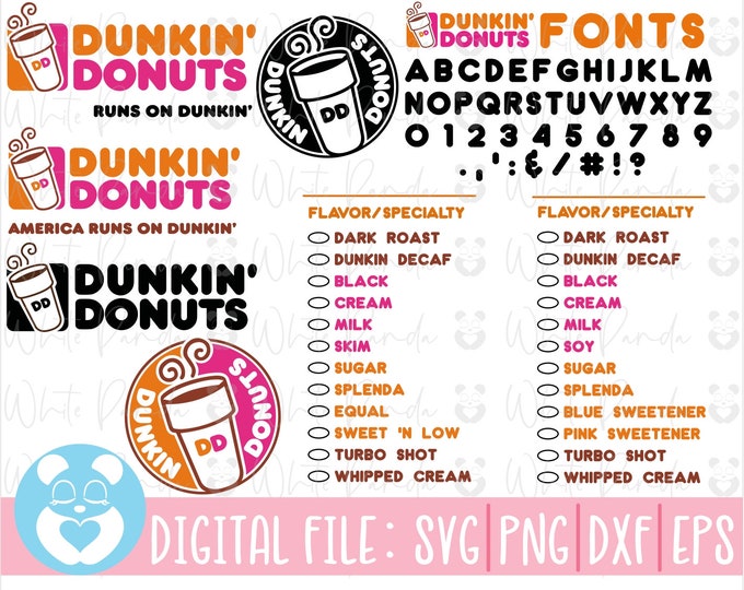 Personalised Dunkin' Donuts Logo | Svg Png Dxf + Font Included | Cricut ...