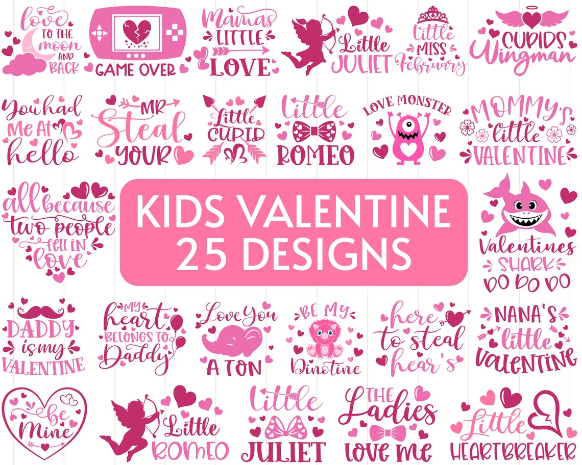 Kids Valentine's Day Svg Bundle Valentine Svg Love - Etsy