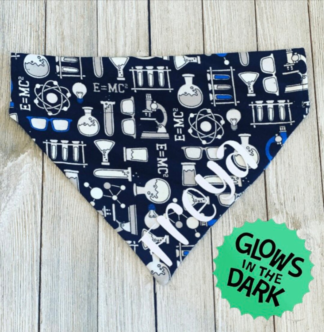 Science Glow in the Dark Personalized Dog Bandana Over the Collar Cat ...