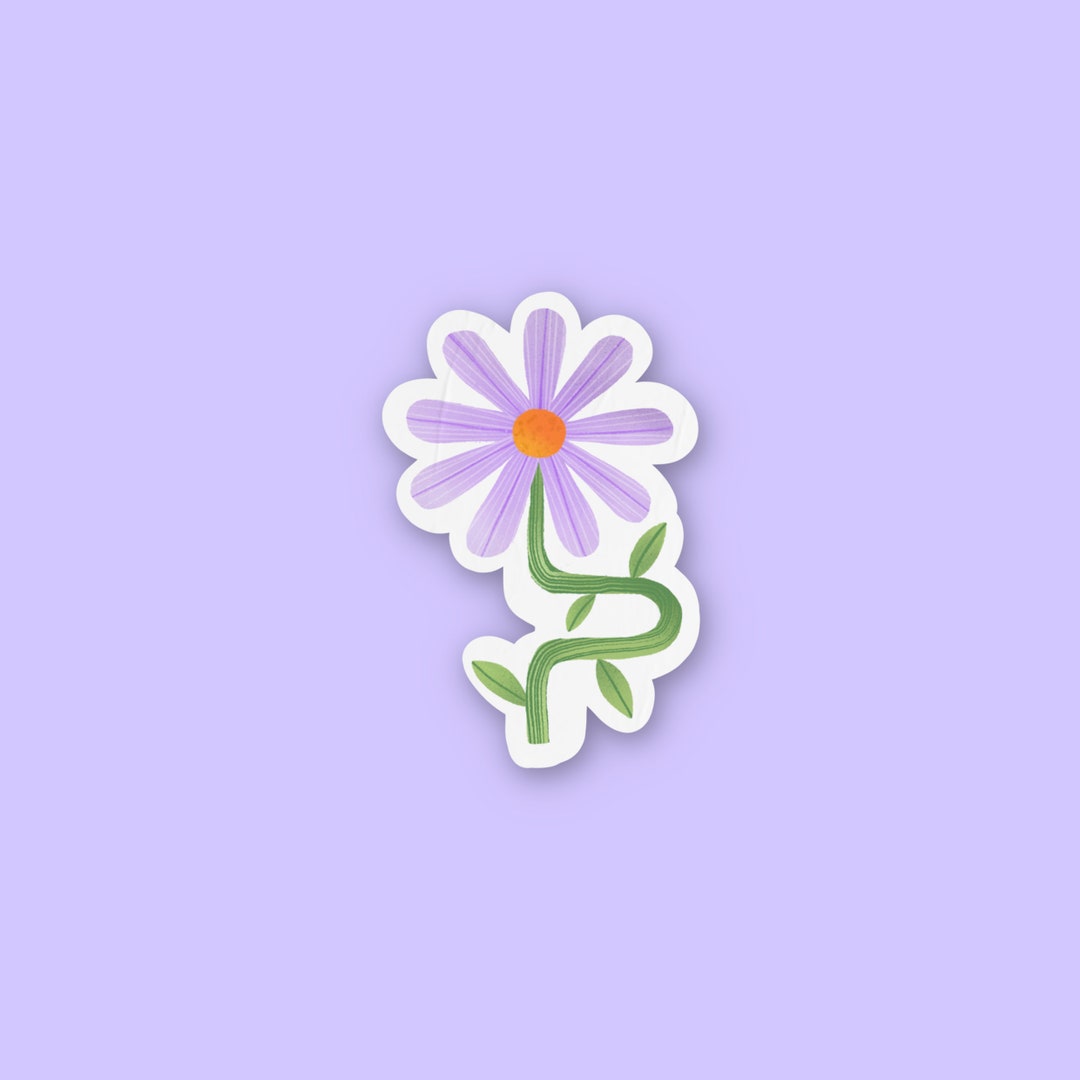 Squiggly Flower Gloss Vinyl Sticker Lilac - Etsy