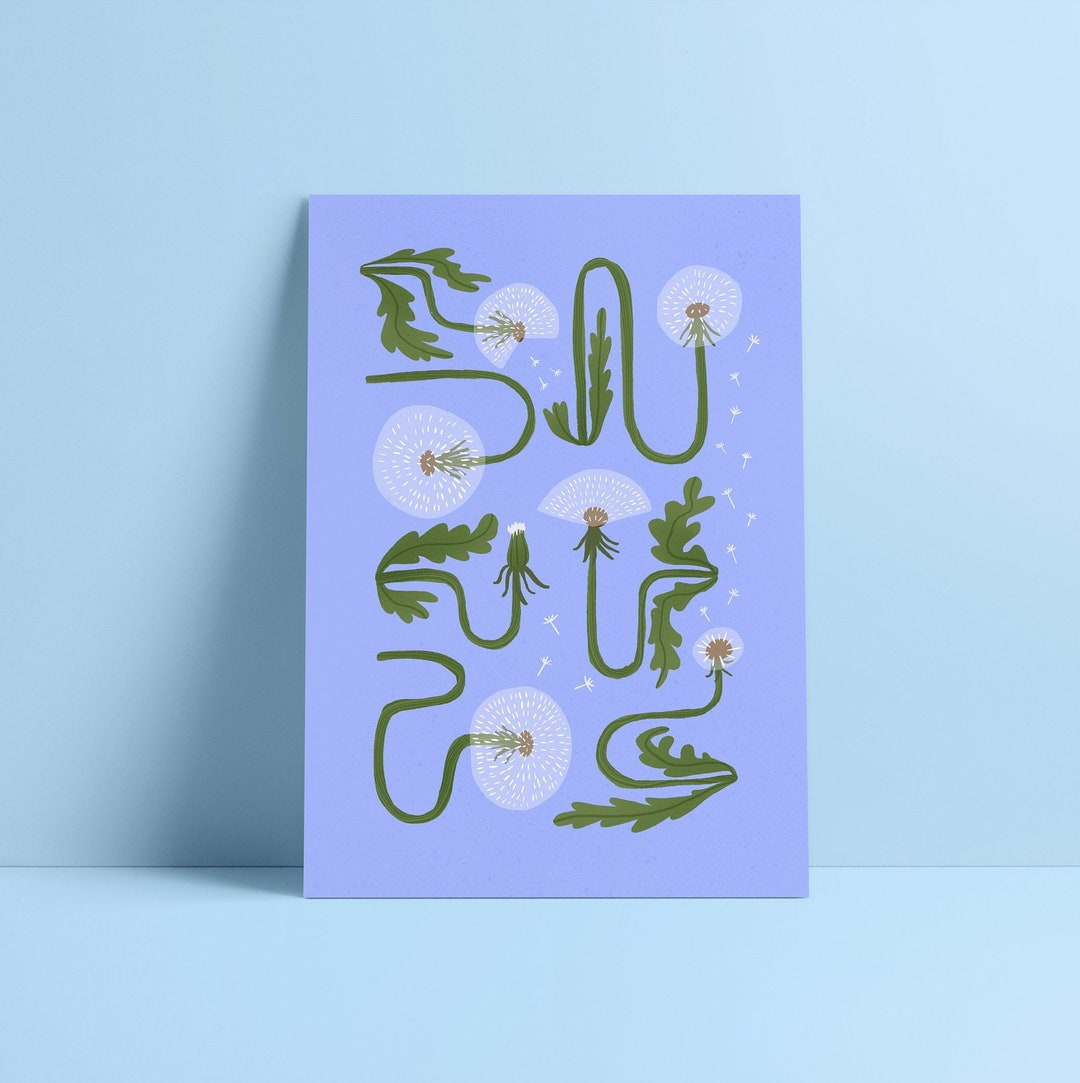 Squiggly Dandelion Art Print A4 and A3 Available - Etsy