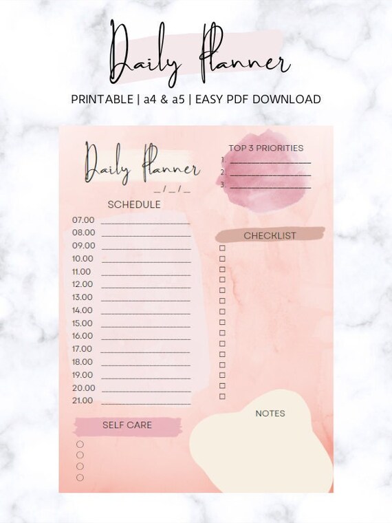 Printable Daily Planner Organise Your Day Printable Task - Etsy