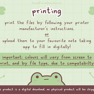 Cute Frog Undated Daily Planner | Kawaii Printable (digital Download ...