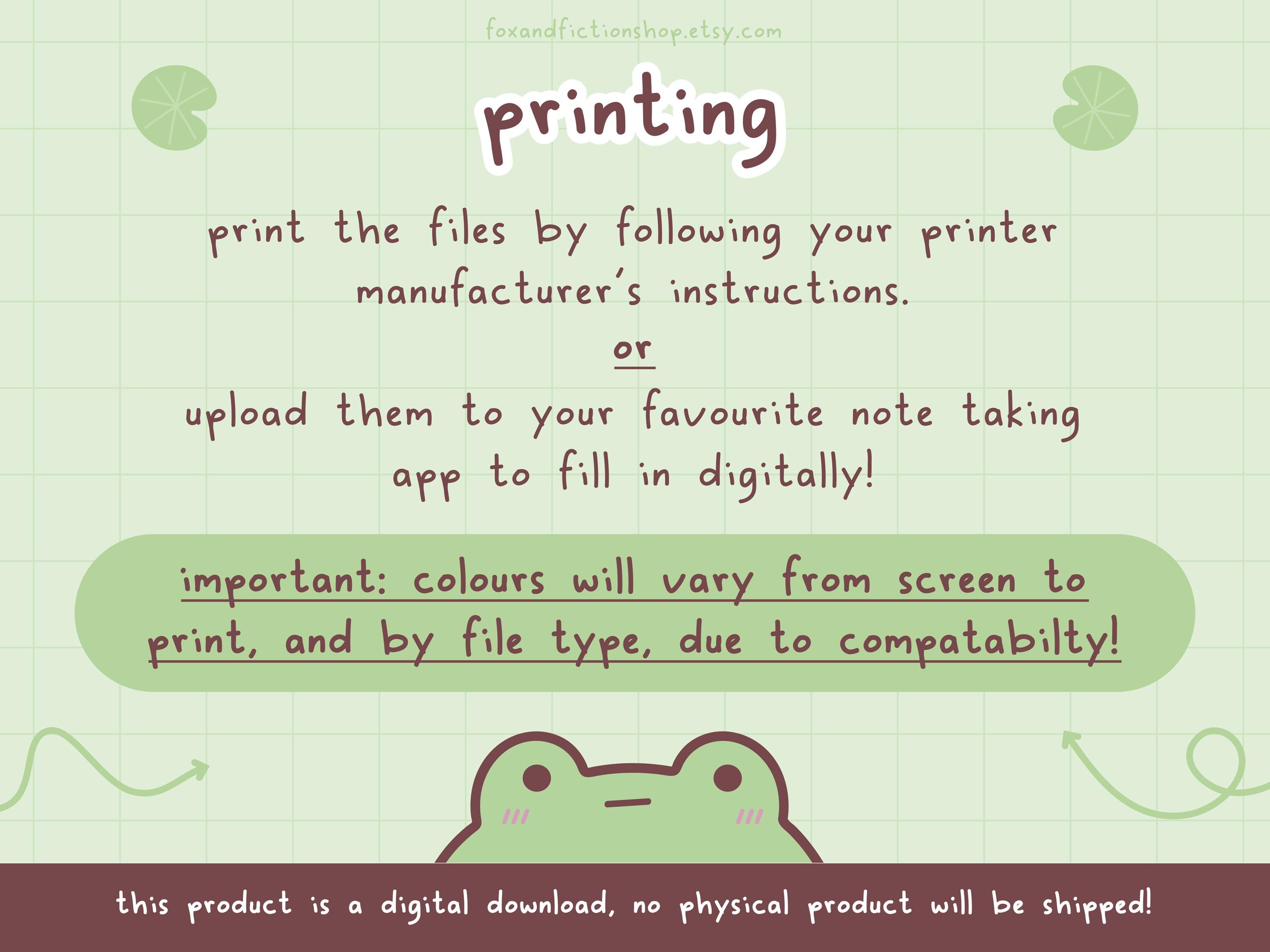 Cute Bored Frog Yearly Calendar | Undated Printable (digital Download ...