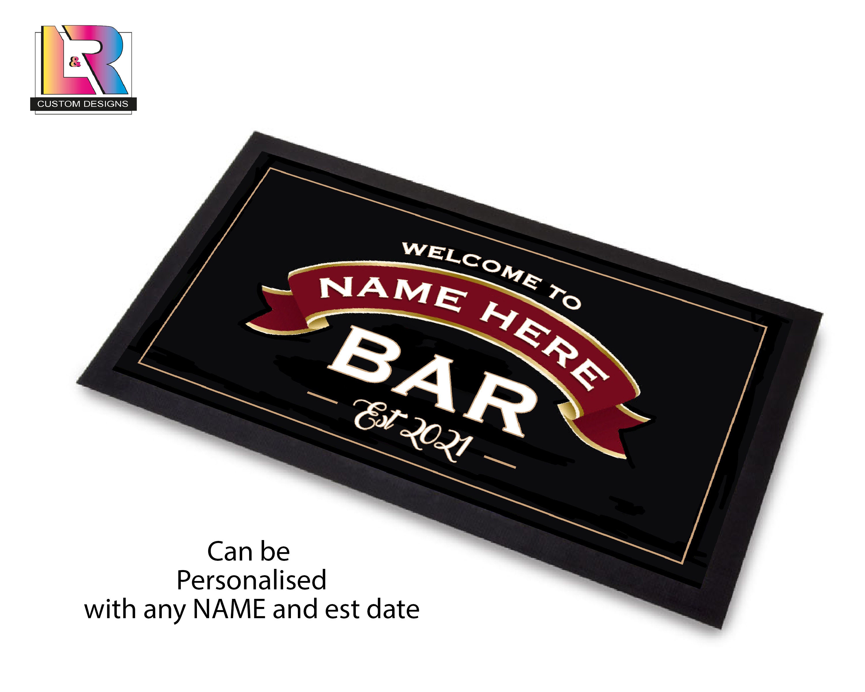 Personalised Bar Mat. Scroll Design. Matching Items Available - Etsy UK