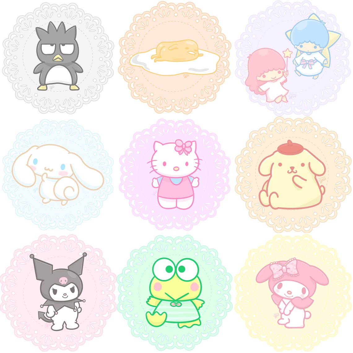 Cute Japanese Characters Sanrio Pastel Prints YOU PICK | Etsy