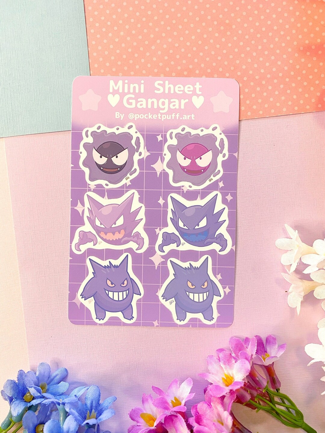 Pastel Mon Mini Vinyl Sticker Sheet - Gangar - Gengar Haunter Ghastly ...