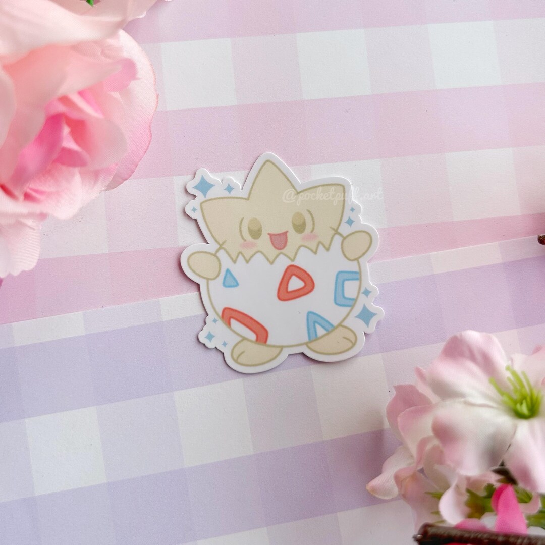 Togepi Matte Vinyl Sticker - Pastel Stars Video Game Kawaii Water ...