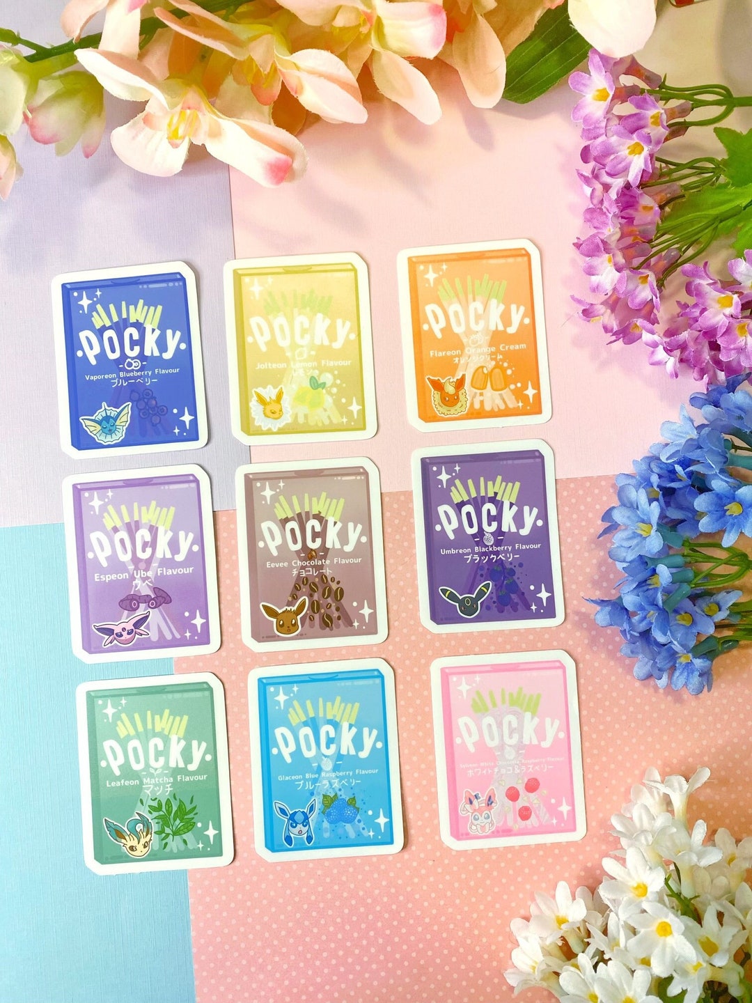 Matte Eeveelutions Pocky Vinyl Stickers Mon Pocky Asian - Etsy