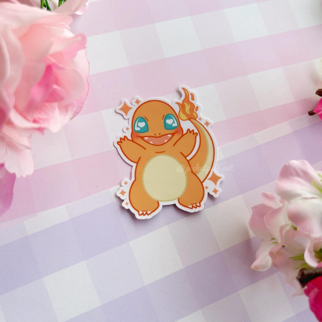 Charmander Matte Vinyl Sticker Pastel Stars Video Game Kawaii Water ...