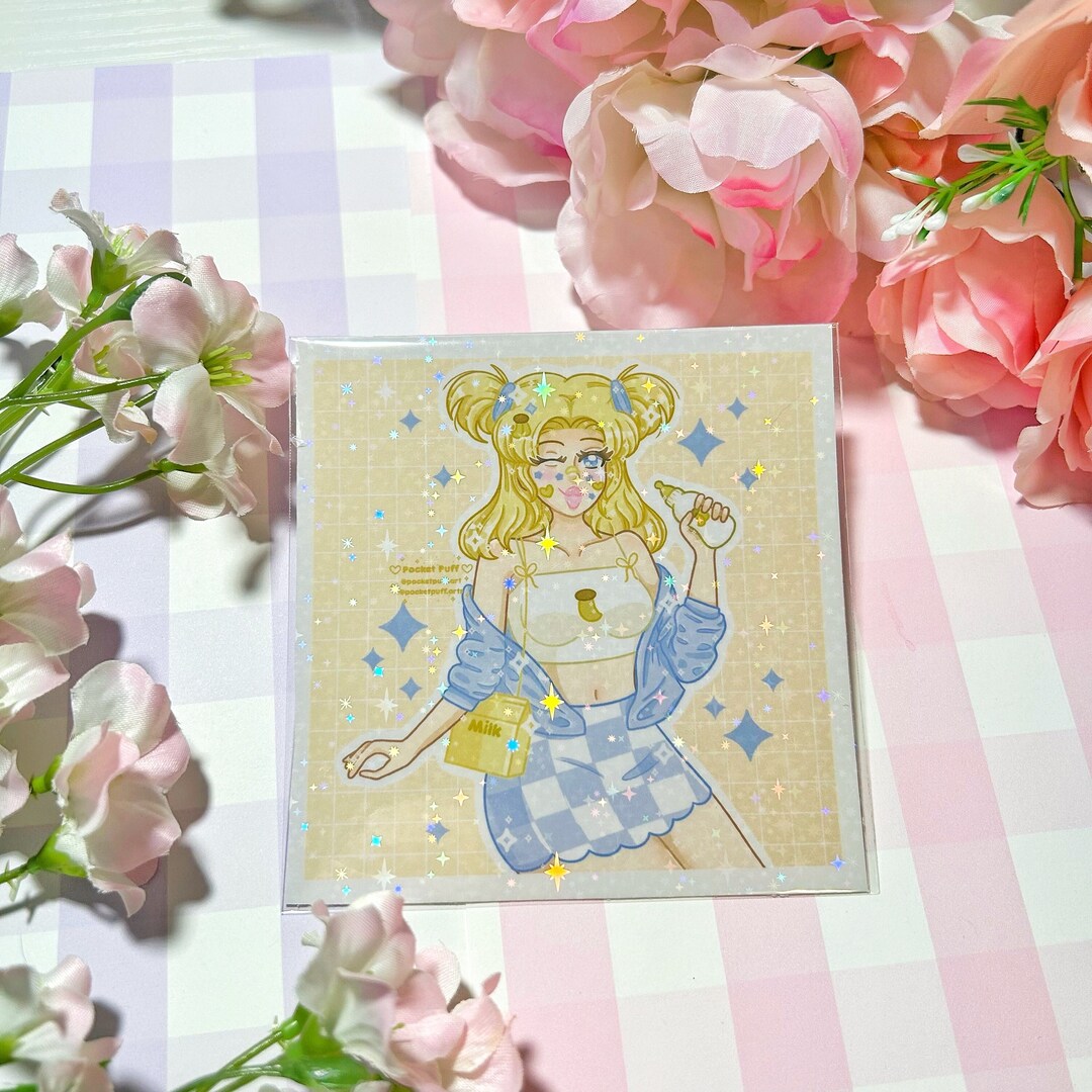 Banana Anime Girl Art Print - Holographic Prints Wall Decor Cute Video ...