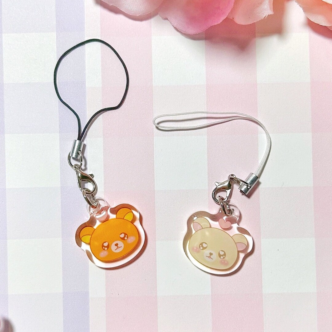 Rila Korila Bear Epoxy Acrylic Phone Charms - Kawaii Cute Bag Pastel Keychain Y2k Aesthetic San ...