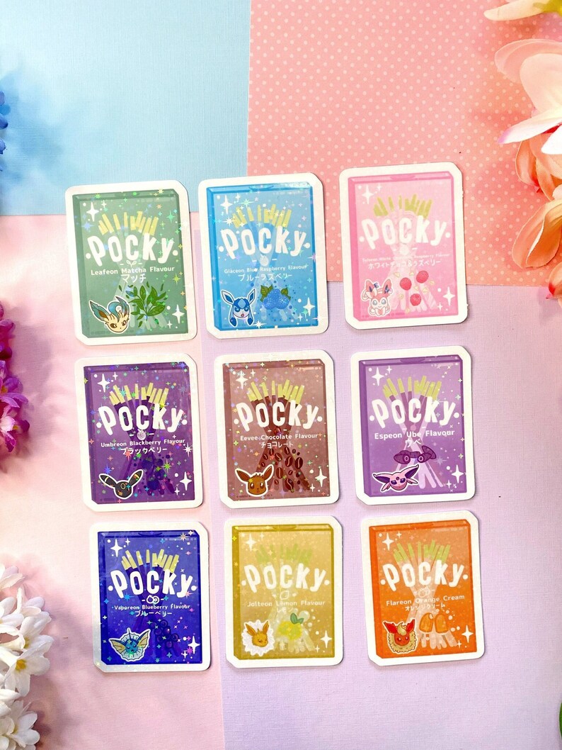 Holo Evolutions Pocky Vinyl Stickers - Mon Pocky Asian Japanese Snacks ...