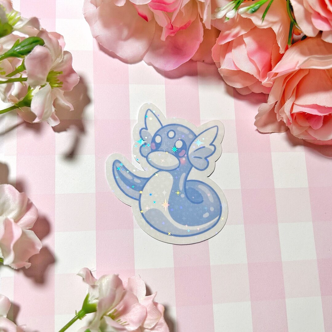 Squishy Dratini Holographic Vinyl Stickers - Oddish Kanto Pastel Video ...