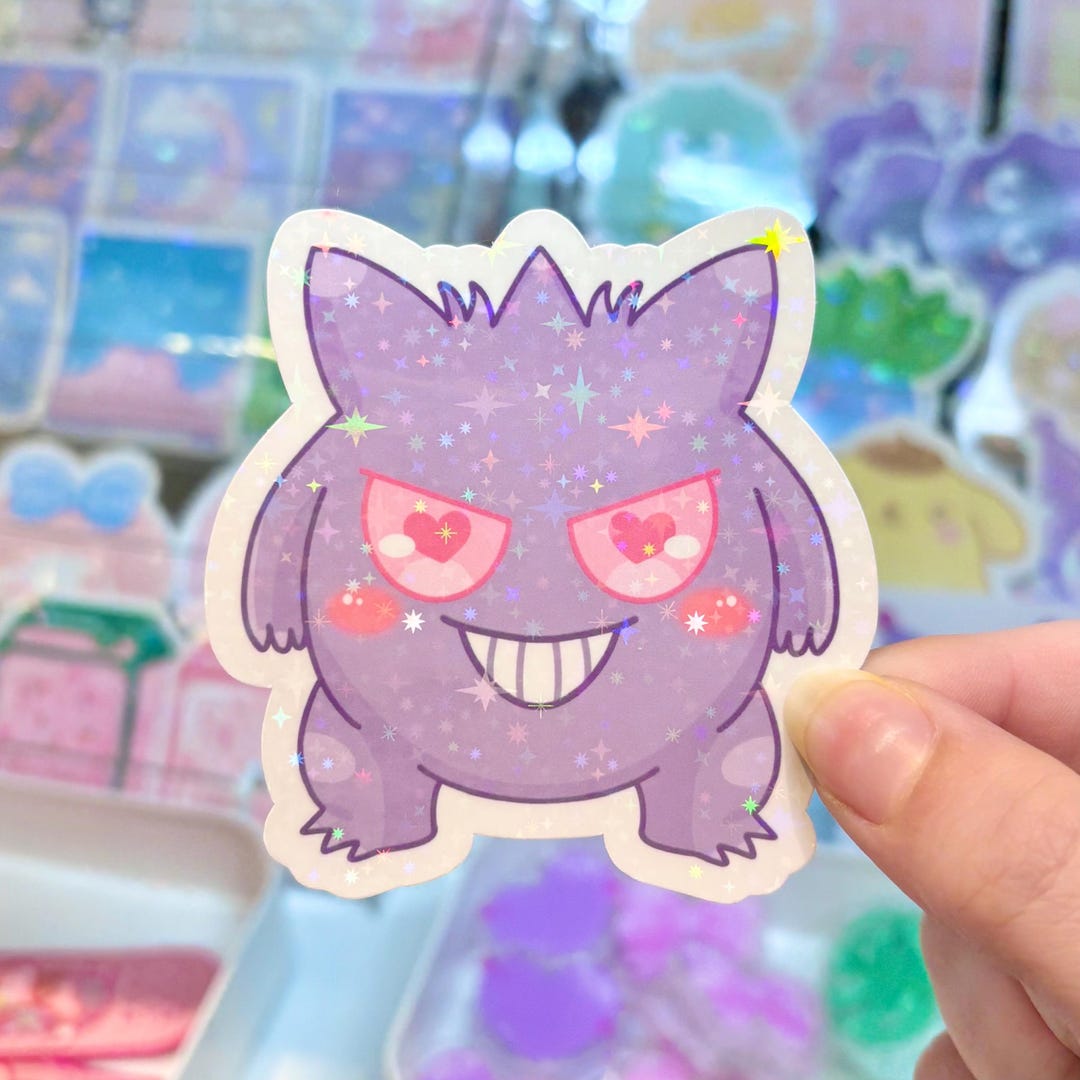 Gengar Holographic Vinyl Stickers - Ghost Type Kanto Pastel Video Game ...