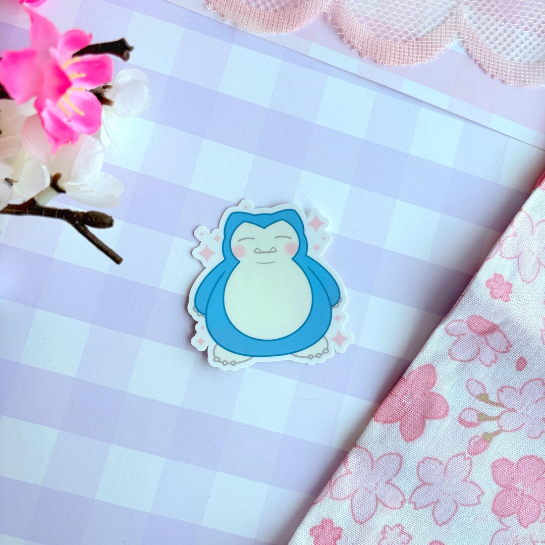 Snorlax Matte Vinyl Sticker - Pastel Stars Video Game Kawaii Bottle ...