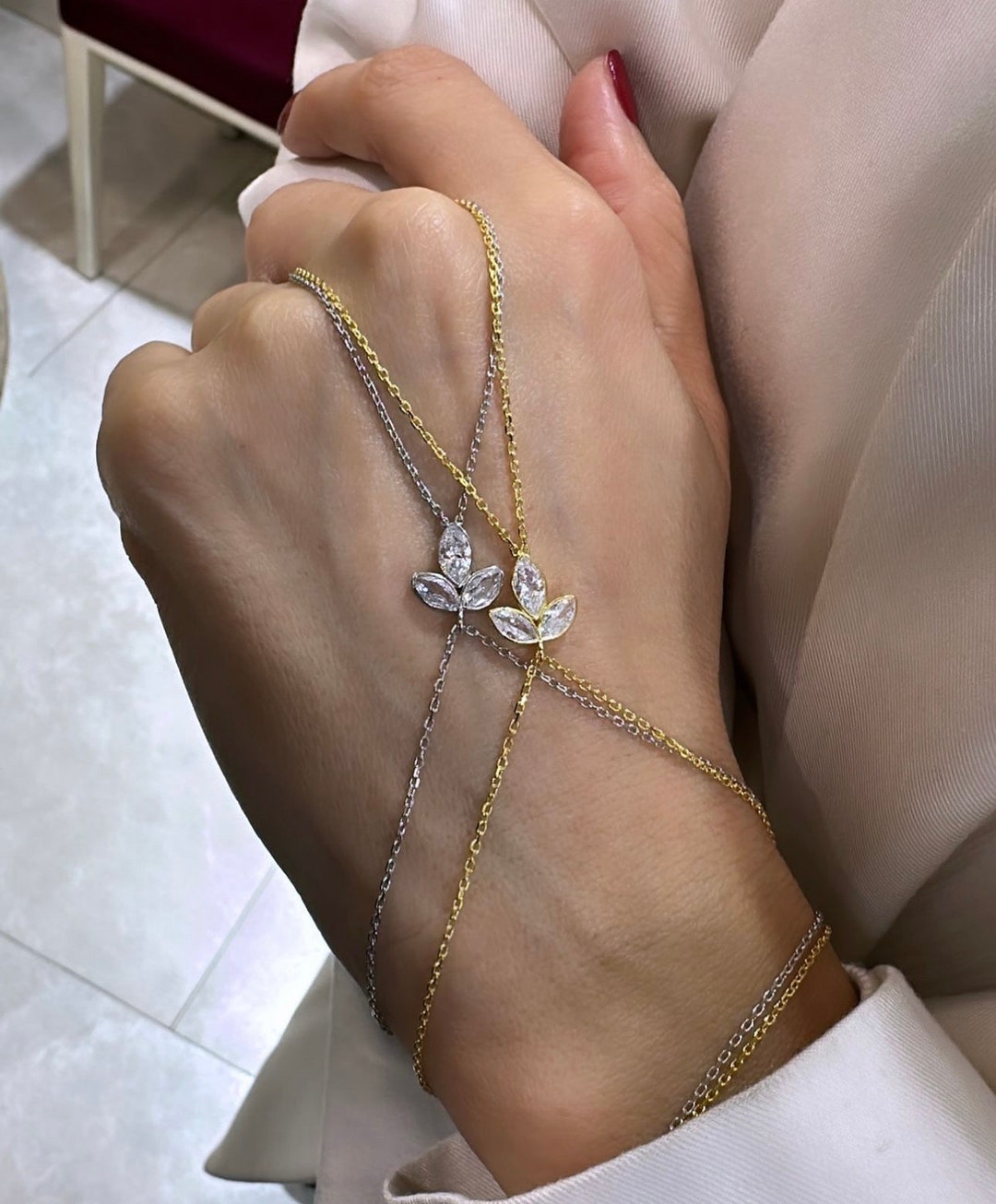 Hand Chain , Bezel Hand Accessories , Finger Bracelet , 925 Sterling ...