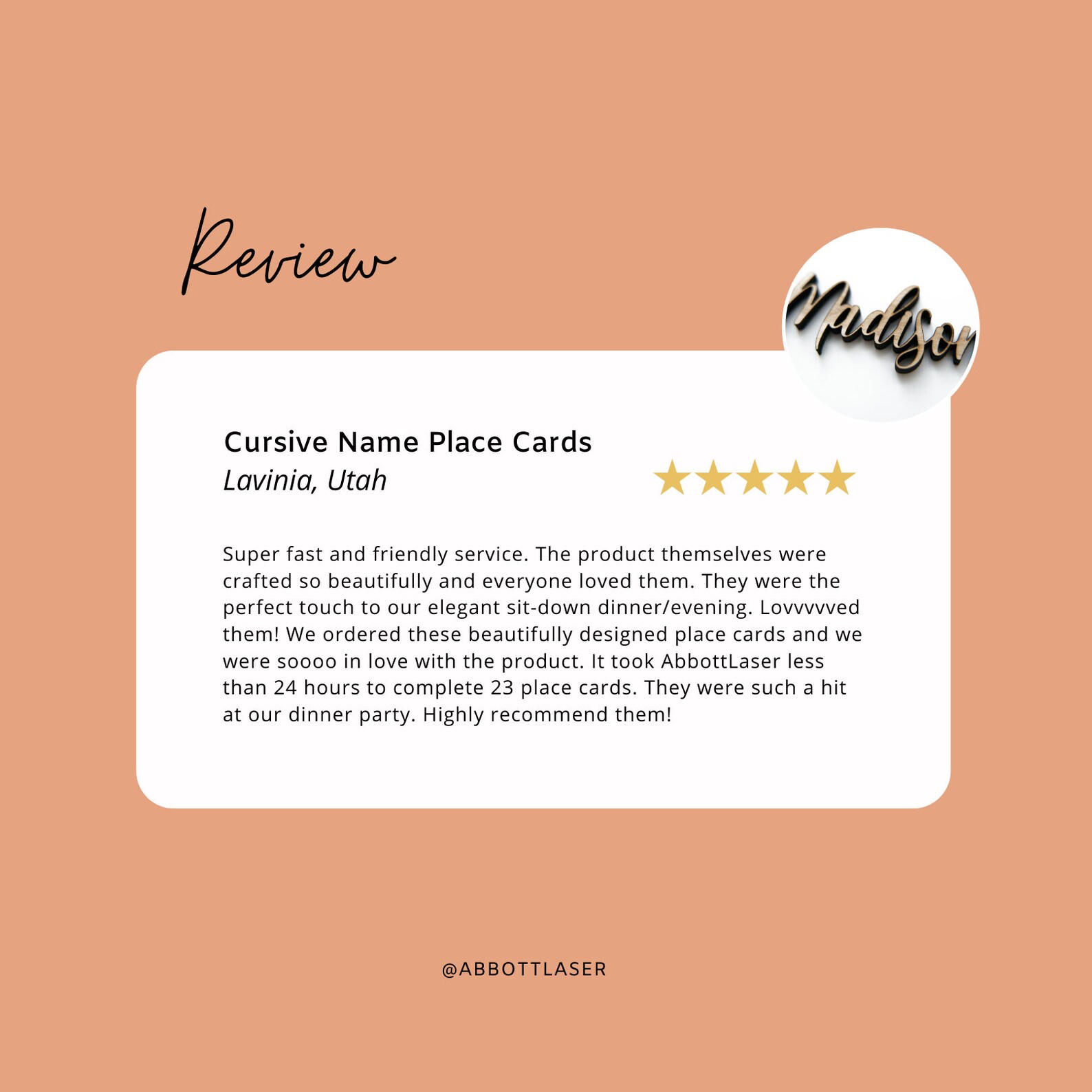 Cursive Name Place Card Cursive Wood Guest Name / Laser Cut - Etsy