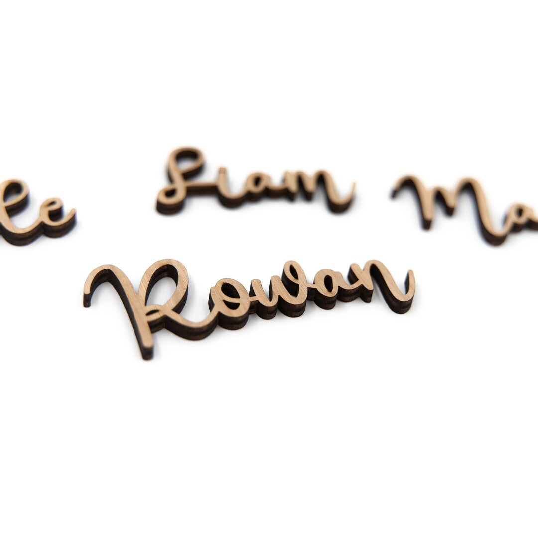 Cursive Name Place Card Cursive Wood Guest Name / Laser Cut Names ...