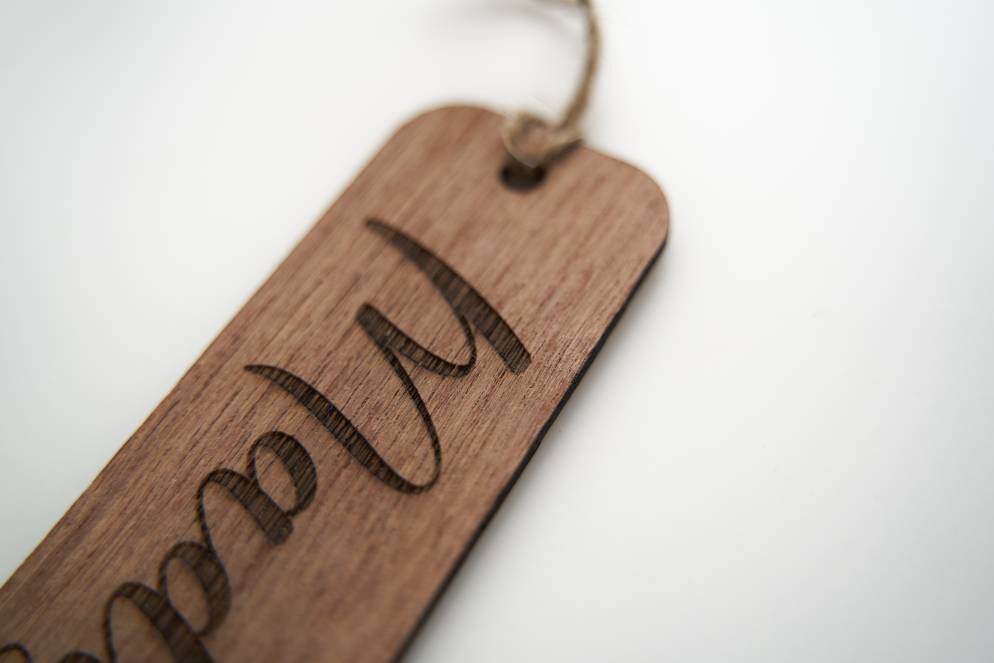 Cursive Personalized Name Engraved Wooden Bookmark Back to | Etsy
