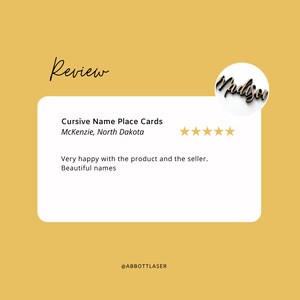 Cursive Name Place Card Cursive Wood Guest Name / Laser Cut Names ...