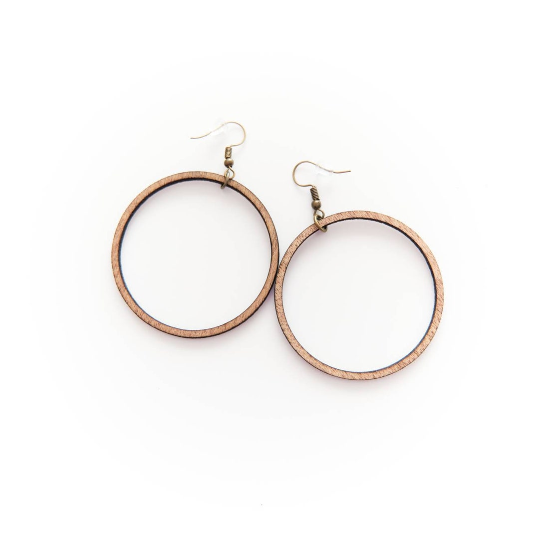 Wood Hoop Earrings 2 Inch Hoops Joanna Earrings Super - Etsy