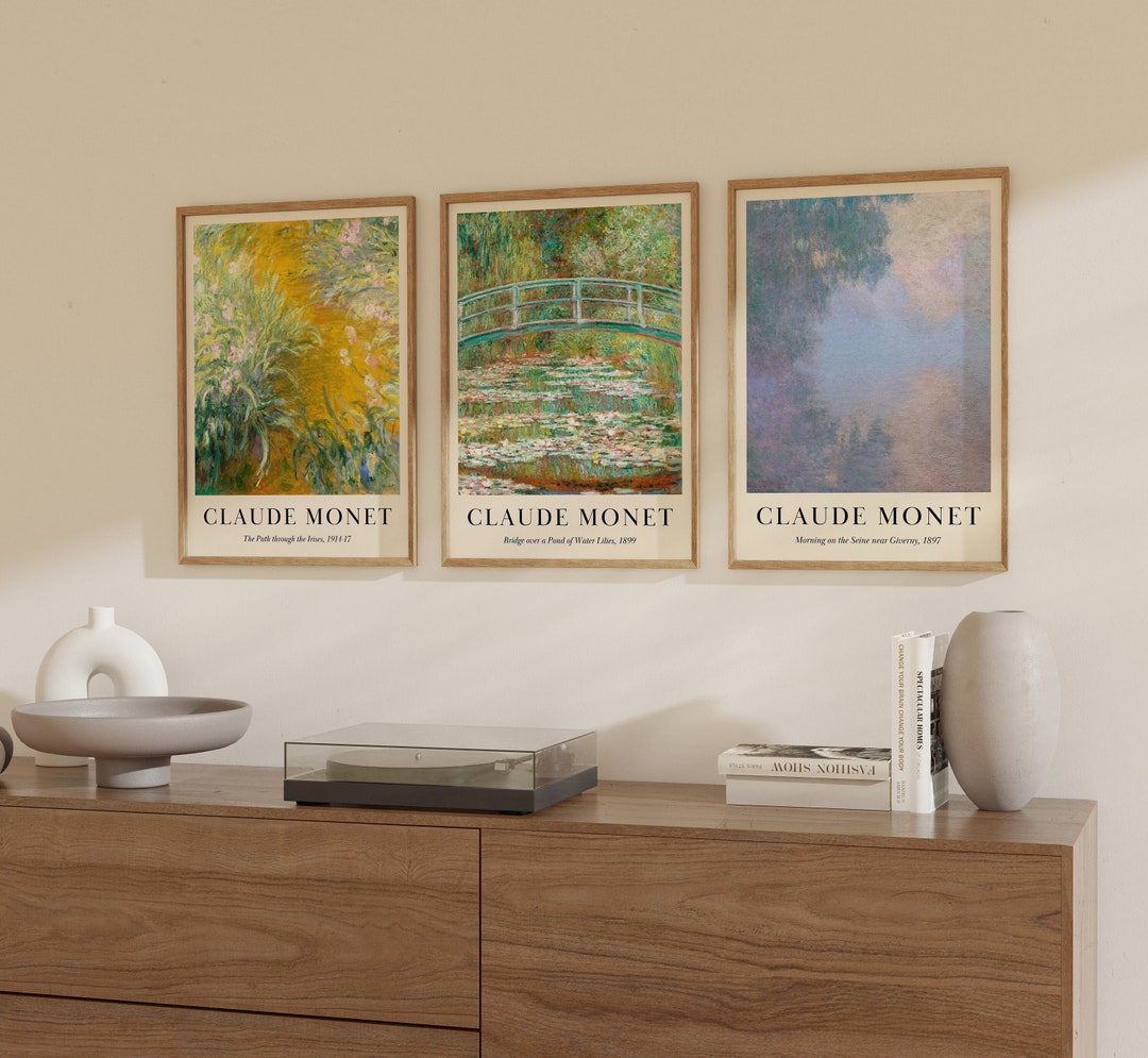 Monet Set of 3 Prints Eclectic Gallery Wall Set Coquette Room Decor ...