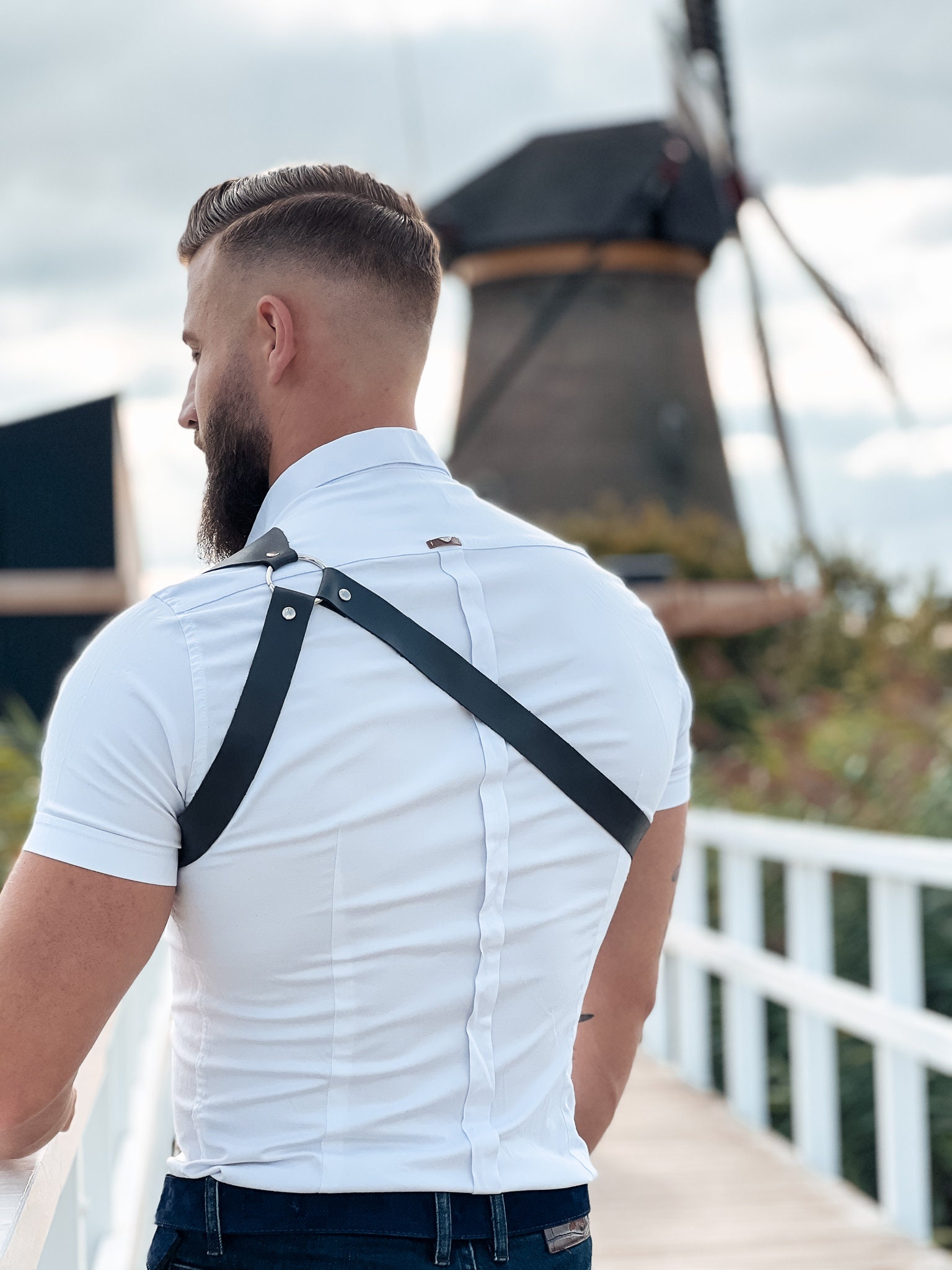 Exclusive One Shoulder Harness for Men Black Leather Chest - Etsy