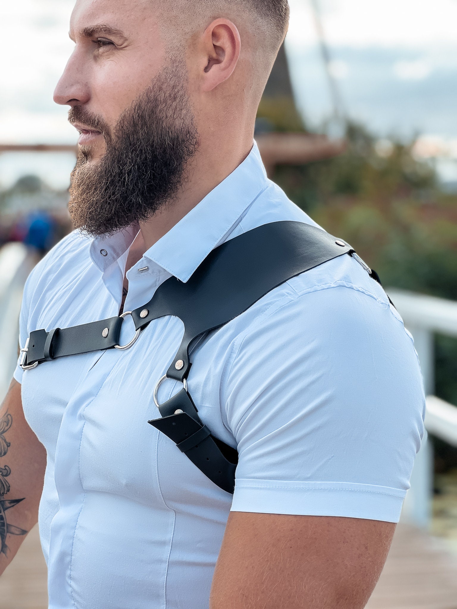 Exclusive One Shoulder Harness for Men Black Leather Chest - Etsy