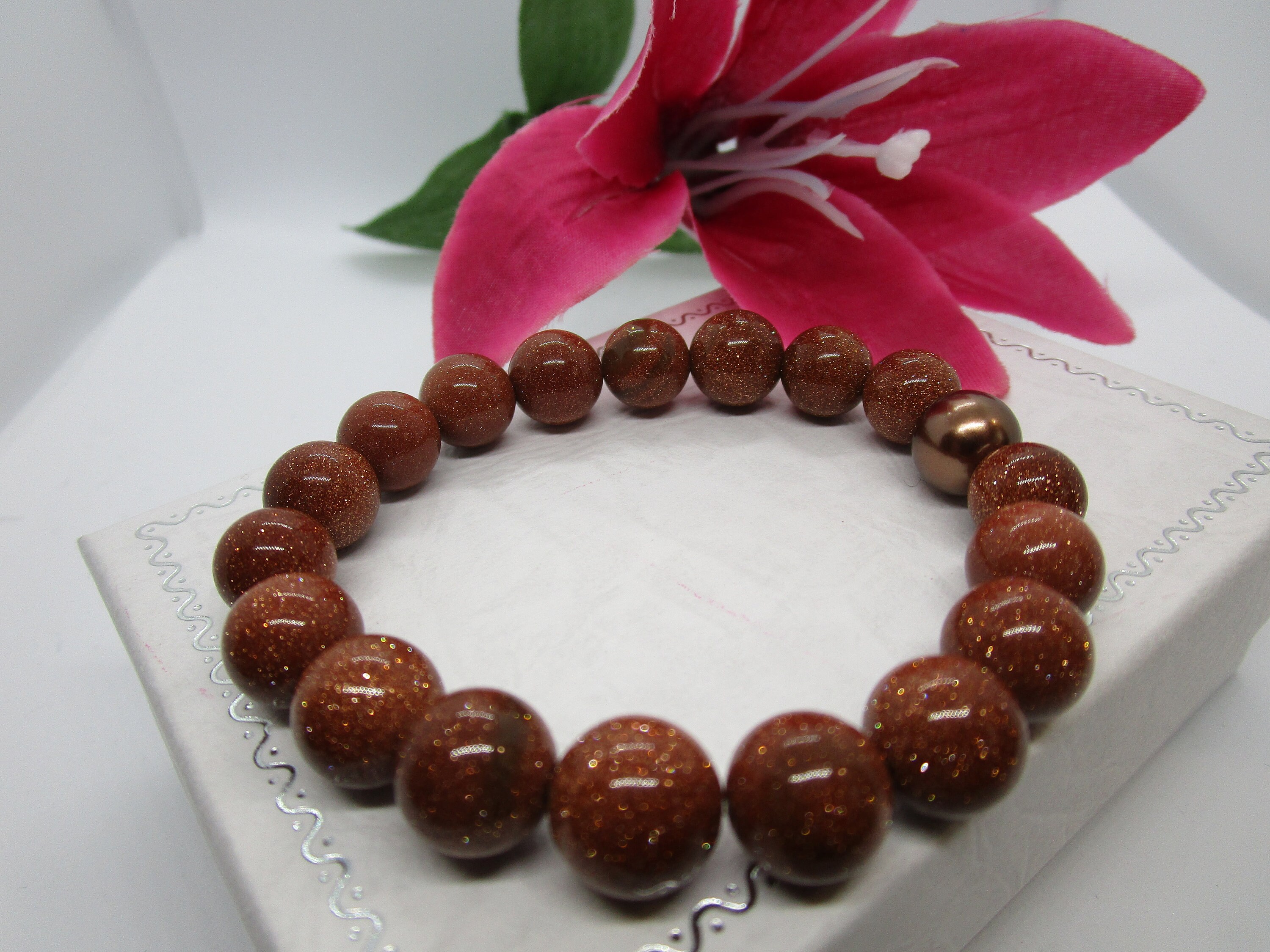 Unisex Brown Goldstone Stretch Bracelet Brown Gemstone - Etsy New Zealand