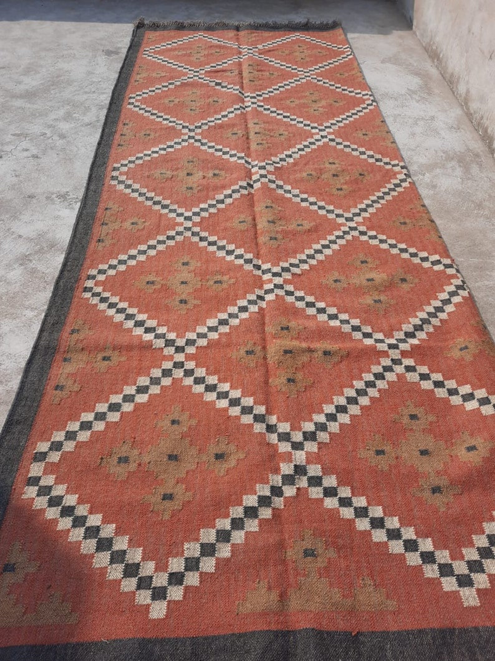 Handwoven White Diamond Shape Jute Kilim Rugs-kilim Rug Dining - Etsy