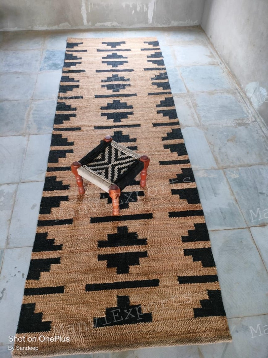 Handmade Black Jute Runner, Jute Table Runner Dining Room, Jute Rug ...