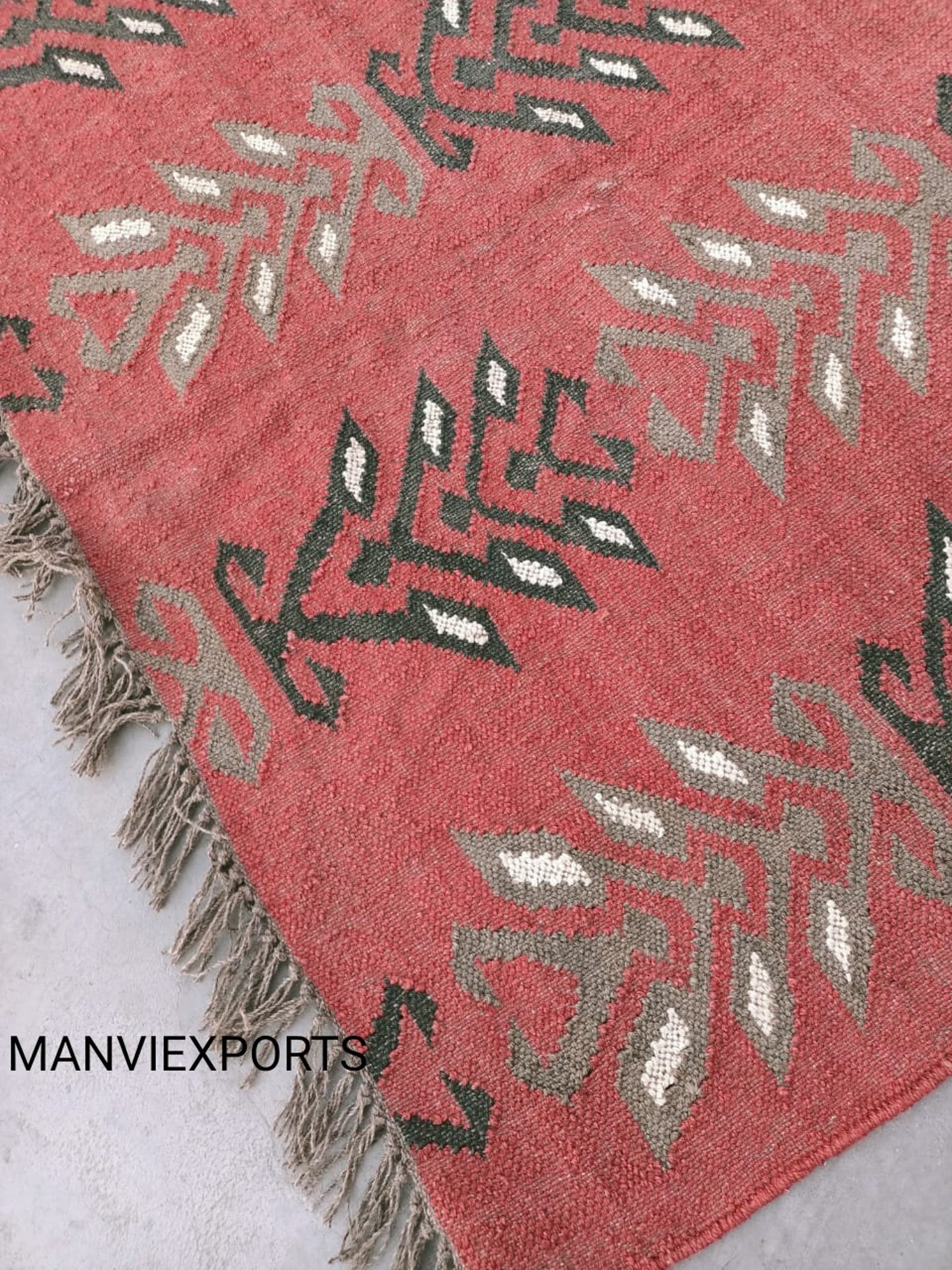 Handloomed Red With Black Plants Jute Kiliim Rugs-kilim Rug in - Etsy