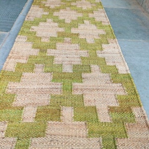 Handmade Green Hemp Jute Runner-jute Runner Rug Hallway-jute Runner Rug ...