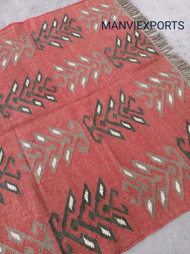 Handloomed Red With Black Plants Jute Kiliim Rugs-kilim Rug in - Etsy