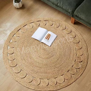 Jute Round Rug Natural Jute Rug Handmade Braided Rug Round Area Rug ...