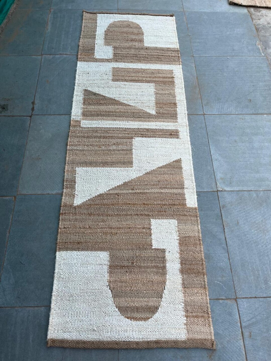 Solid Handwoven Natural White Jute Yarn Flatweave Rug, Boho Decor ...