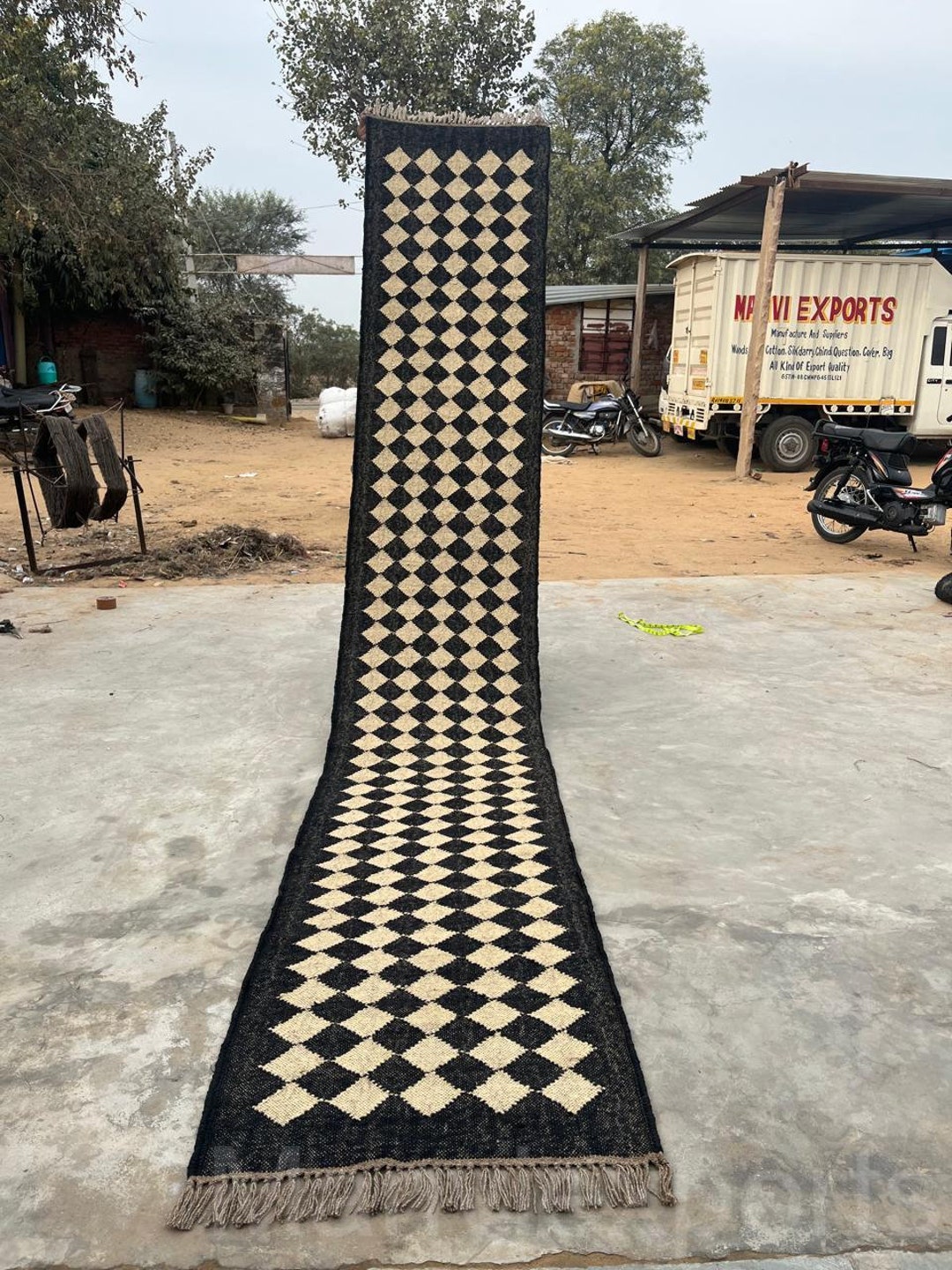 Multi Sizes Runner Rug for Stairs | Handwoven Geometric Indian Kilim ...