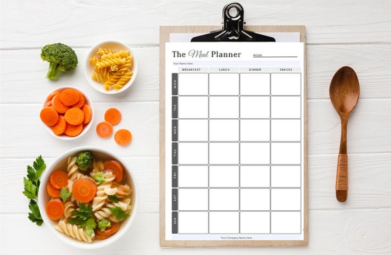 Meal Tracker Printable editable for Name on Header & Company - Etsy