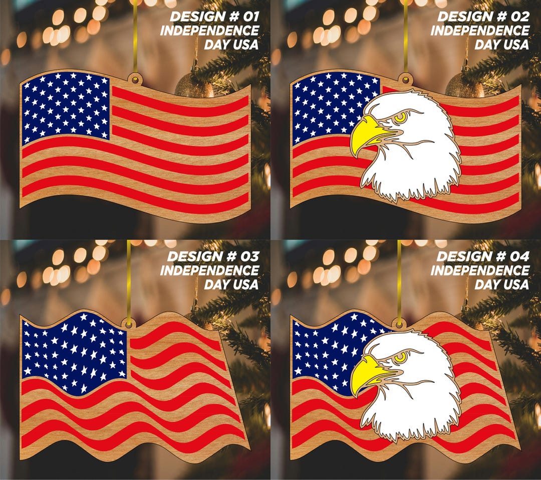Independence Day Ornament (6 Designs), Custom UV Printing and Laser ...