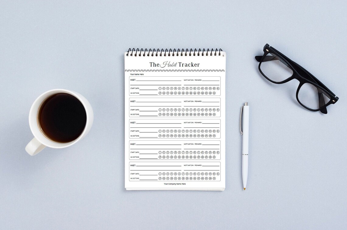 Habit Tracker Printable (editable for Name on Header & Company Name at ...
