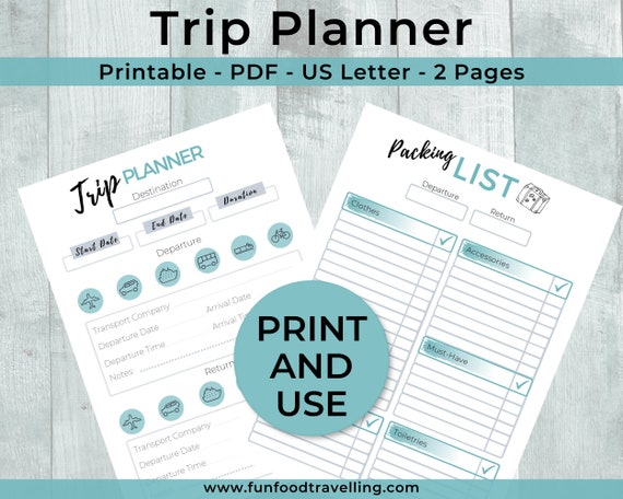 Trip Planner PDF Printable Vacation Planner Travel | Etsy