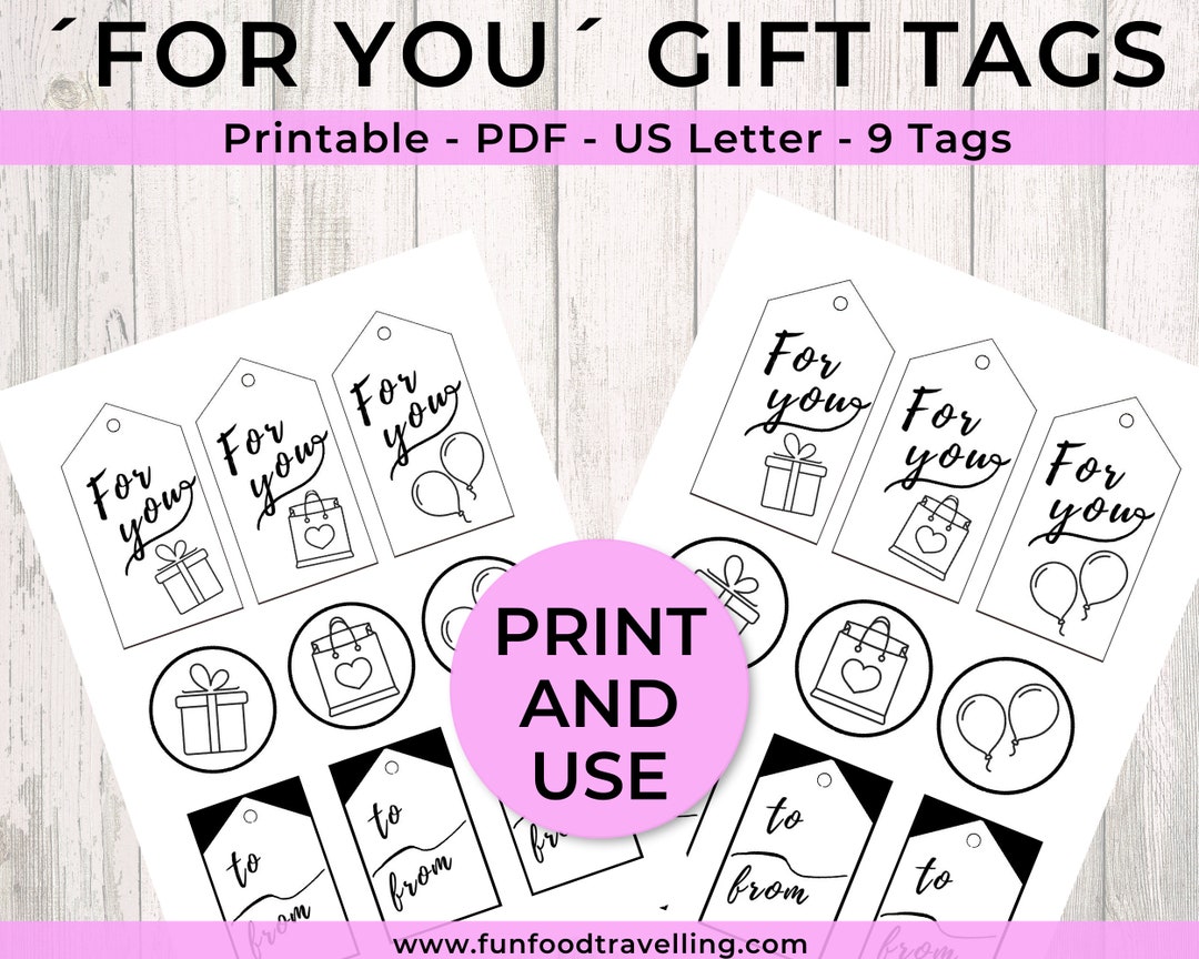 FOR YOU Gift Tags PDF Printable Printable Gift Tags Celebration Tags ...